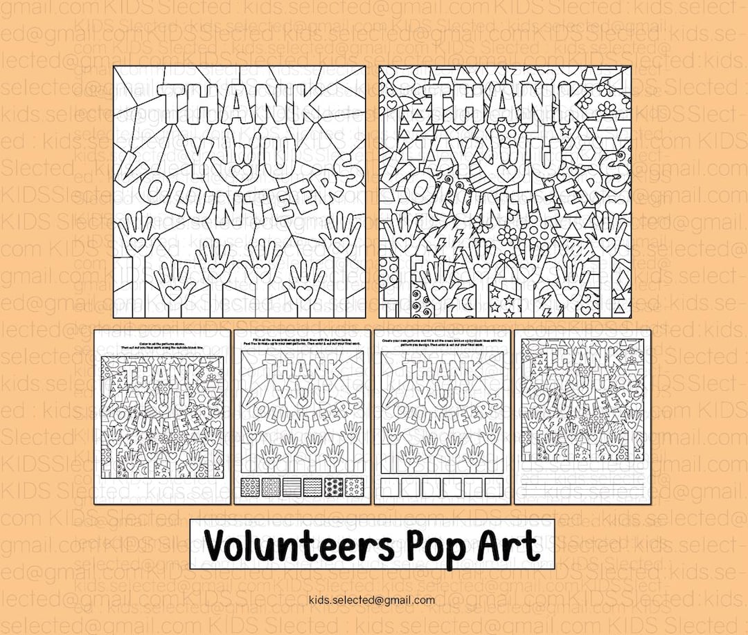 Volunteer Month Coloring Pages Pop Art Thank You Activities Bulletin ...