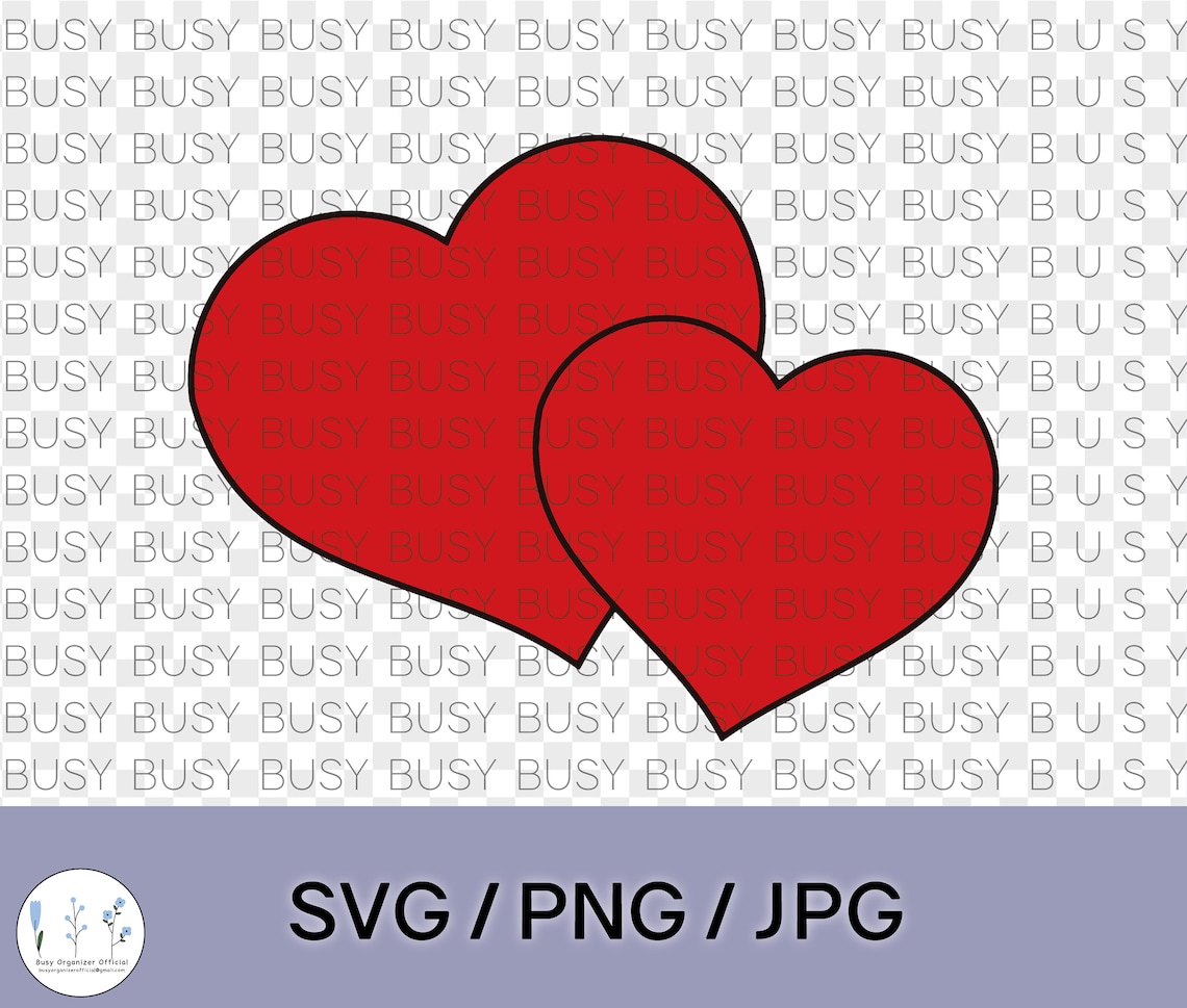 Two Hearts SVG Digital Instant Download Double Hearts SVG Valentine Day ...