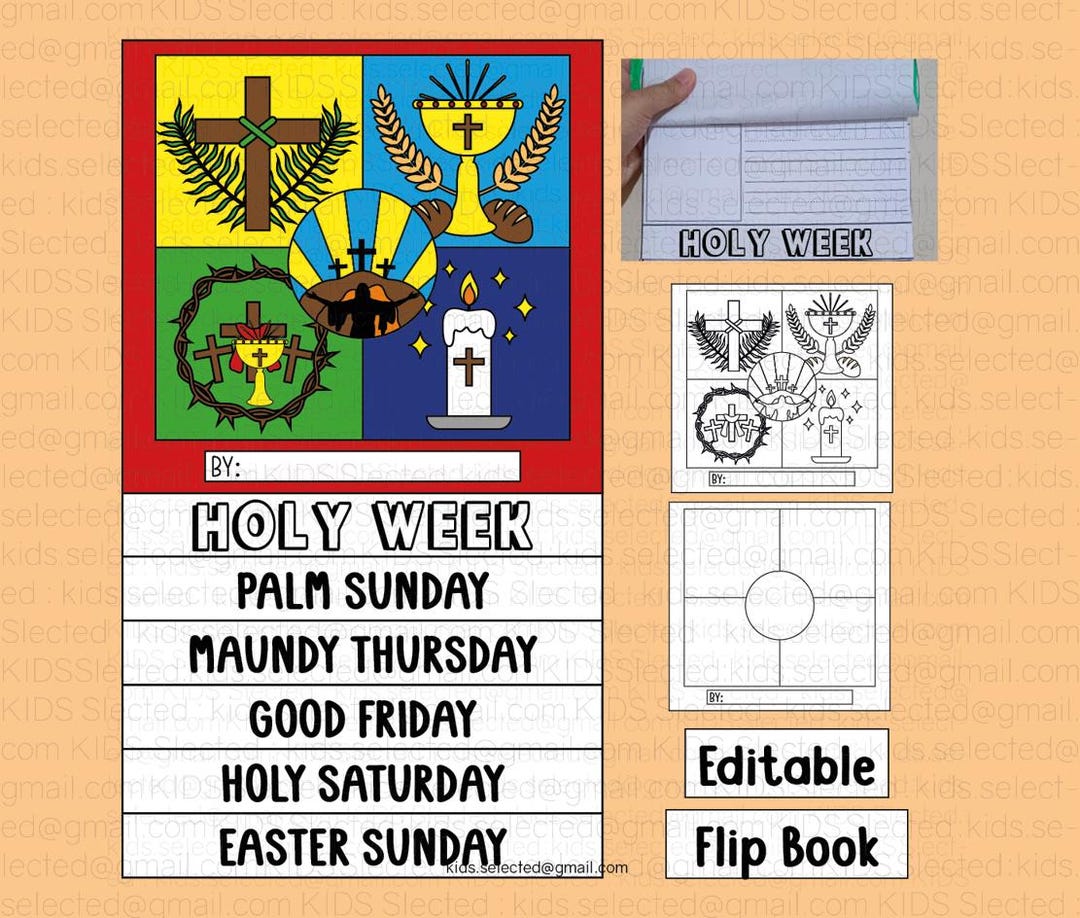 Easter Story Craft Flip Book Holy Week Timeline Writing Bulletin Board ...