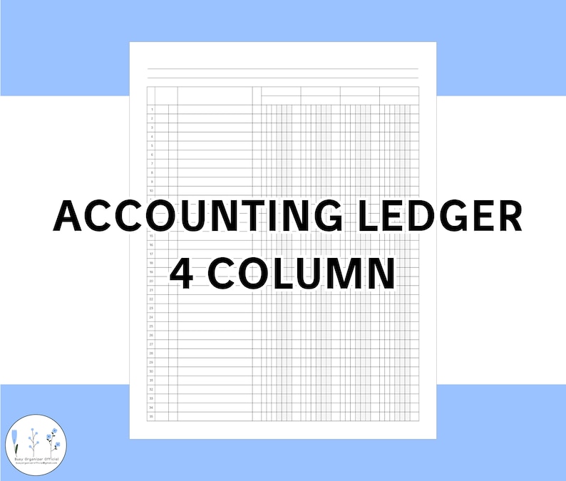 Accounting Ledger 4 Column Printable Account Ledger Pdf Digital Instant ...
