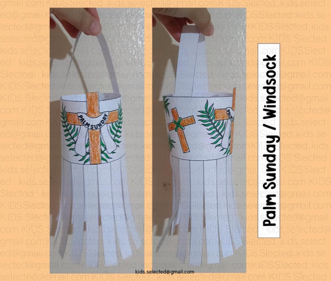 Palm Sunday Craft Windsock Template Easter Story Art Activities Sunday ...