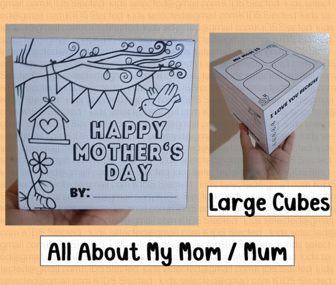 Mothers Day Craft Coloring Pages Activities Cube Template All About Mom ...