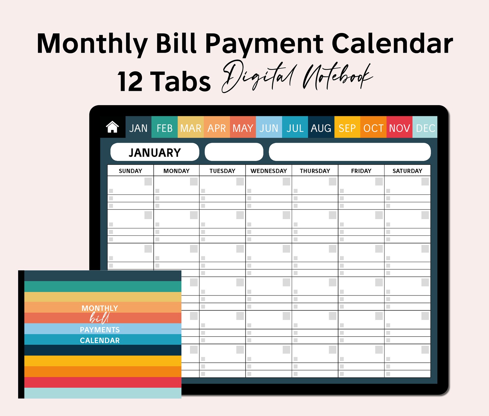 Digital Bill Payment Calendar Monthly Tracker Planner Undated Financial Digital Bill Payment Calendar Monthly Tracker Planner Undated Financial