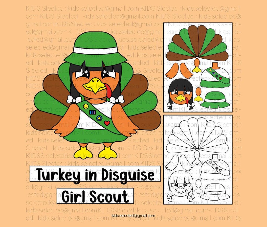 Turkey in Disguise Girl Scout Template Dress up Craft Cut and Paste ...