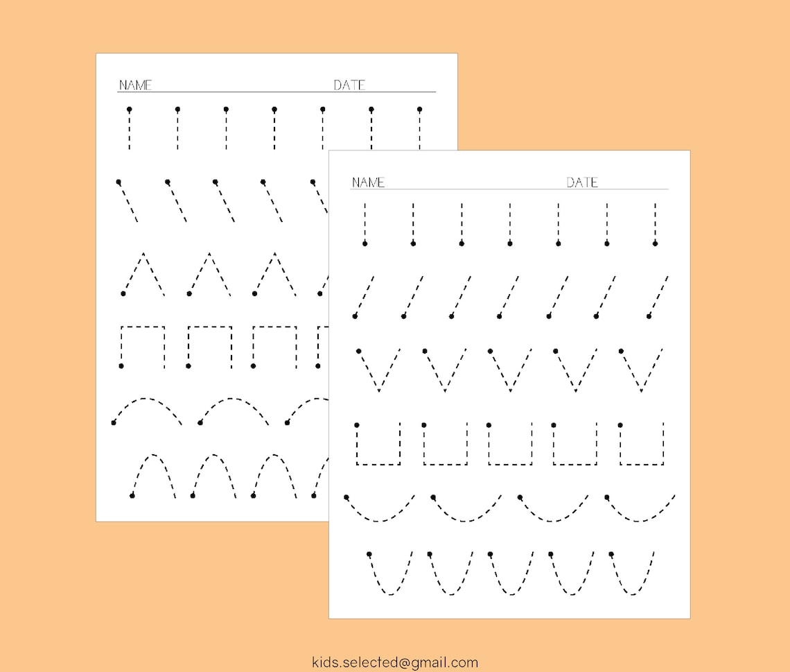 Tracing Lines Worksheets Activity for Preschool Kindergarten Fine Motor ...