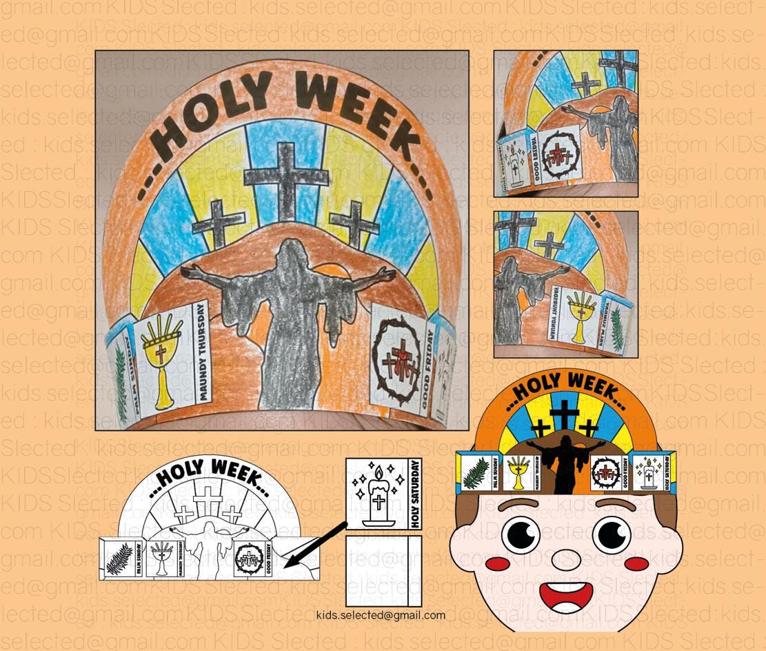 Holy Week Crown Easter Story Hat Craft Timeline Headband Template Bible ...