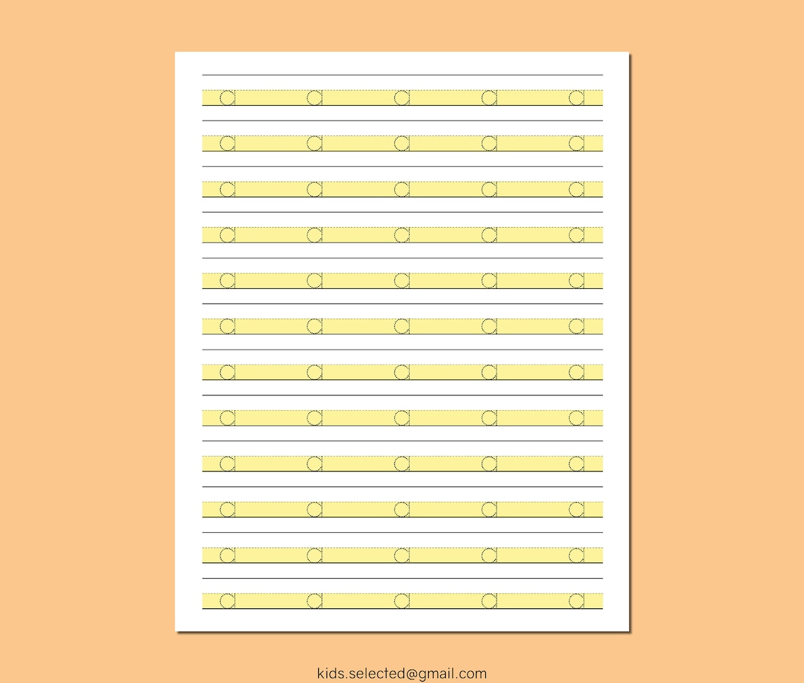 Handwriting Practice Sheet Highlighted Paper Yellow Lines Tracing ...