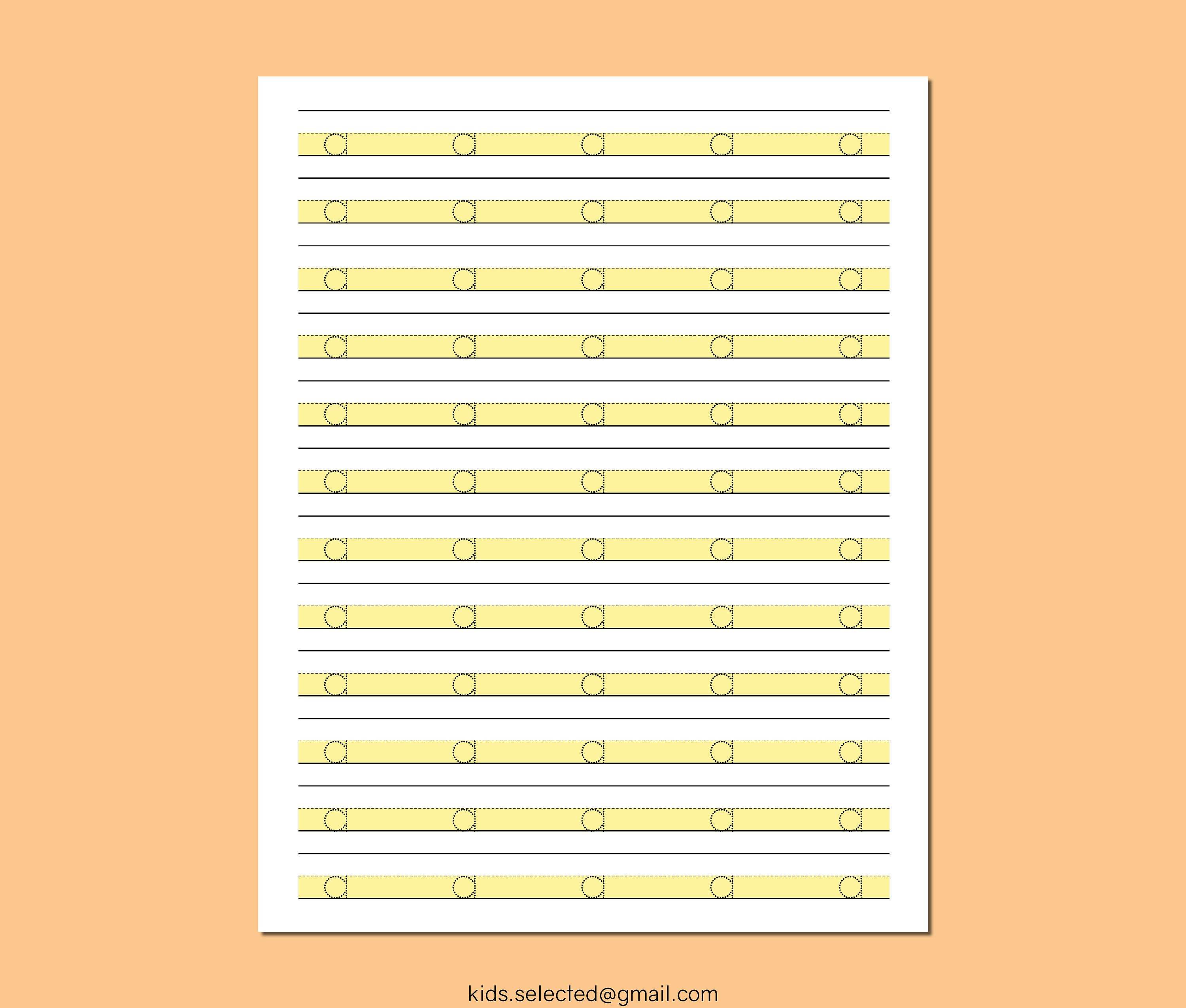 Handwriting Practice Sheet Highlighted Paper Yellow Lines Tracing ...