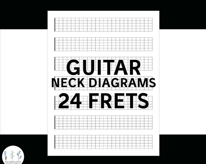 Printable Blank Guitar Fretboard Chart Neck Diagram Teacher Student ...