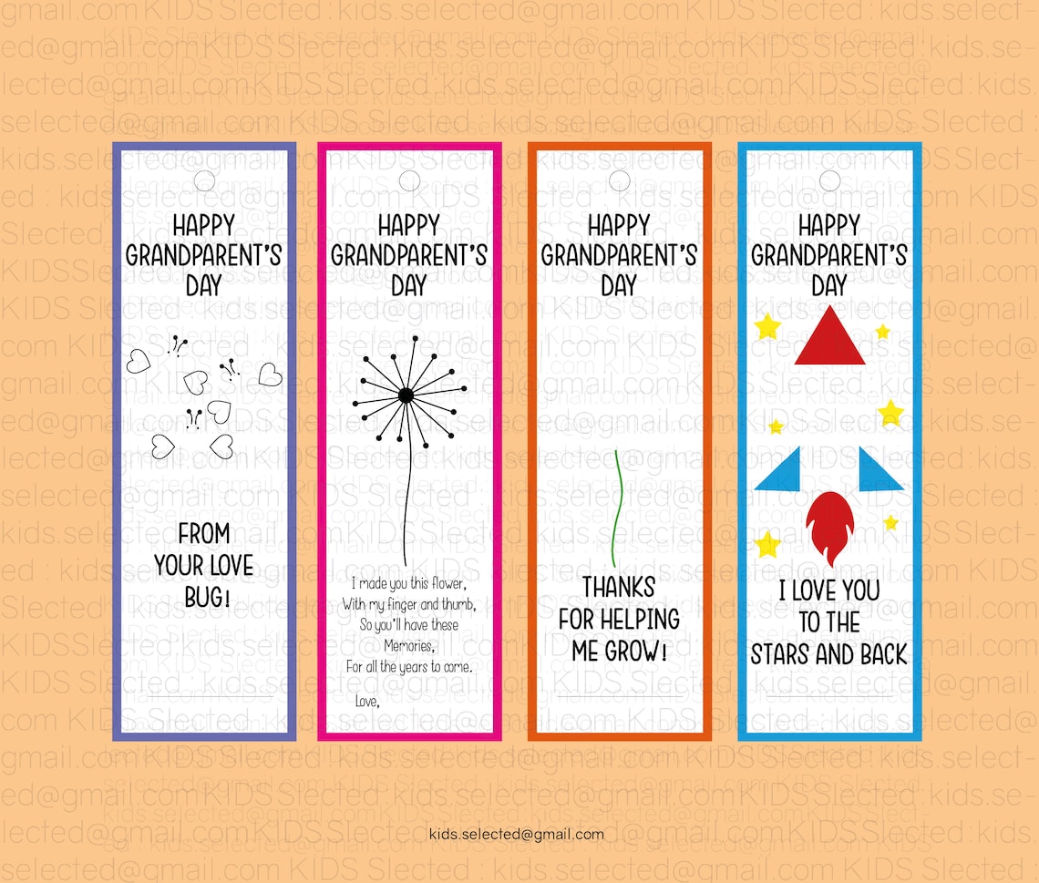 Grandparents Day Craft Fingerprint Bookmarks Art Keepsake Writing ...