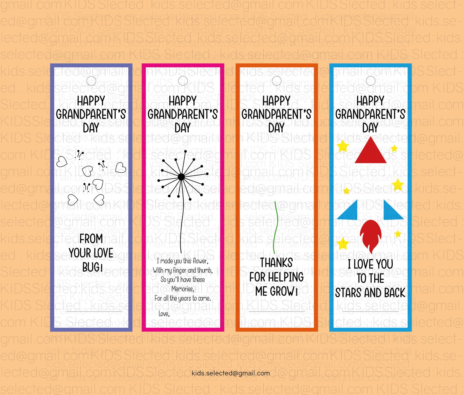 Grandparents Day Craft Fingerprint Bookmarks Art Keepsake Writing ...