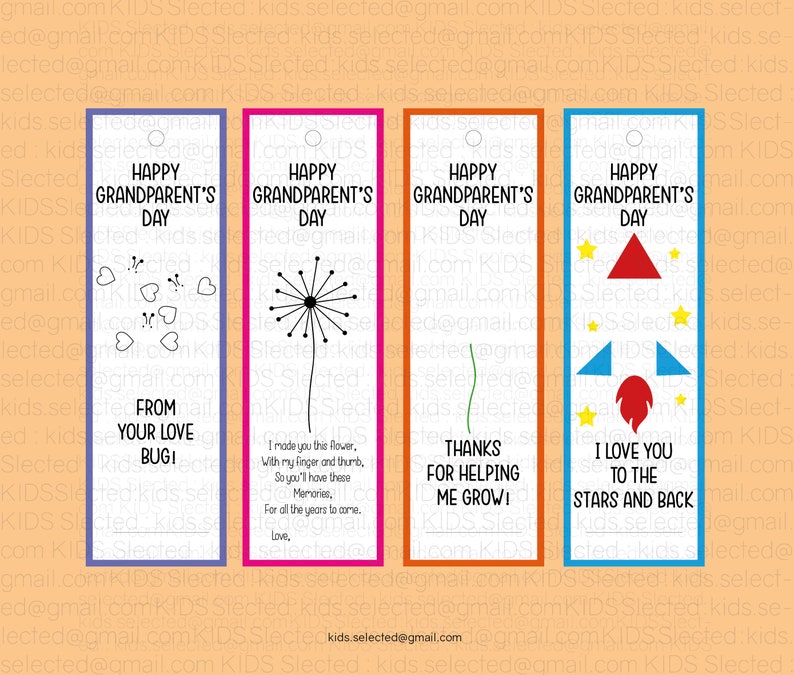 Grandparents Day Craft Fingerprint Bookmarks Art Keepsake Writing ...