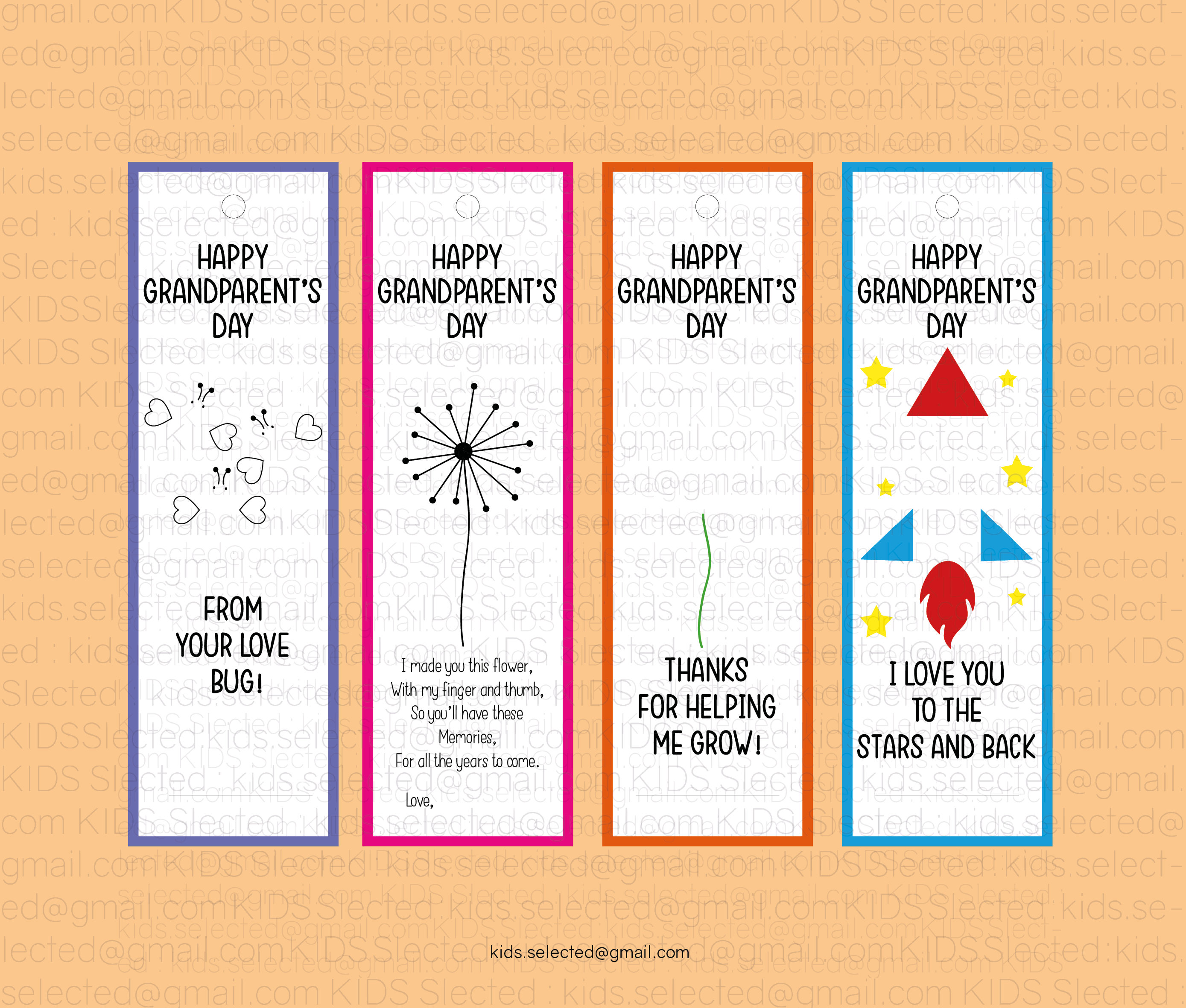 Grandparents Day Craft Fingerprint Bookmarks Art Keepsake Writing ...