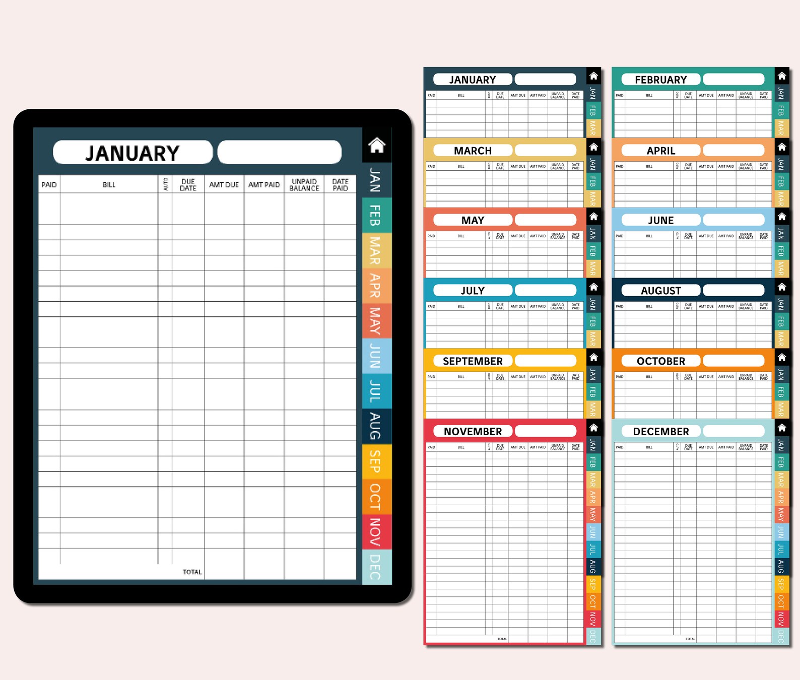 Digital Bill Payment Tracker Planner Undated Monthly Financial - Etsy