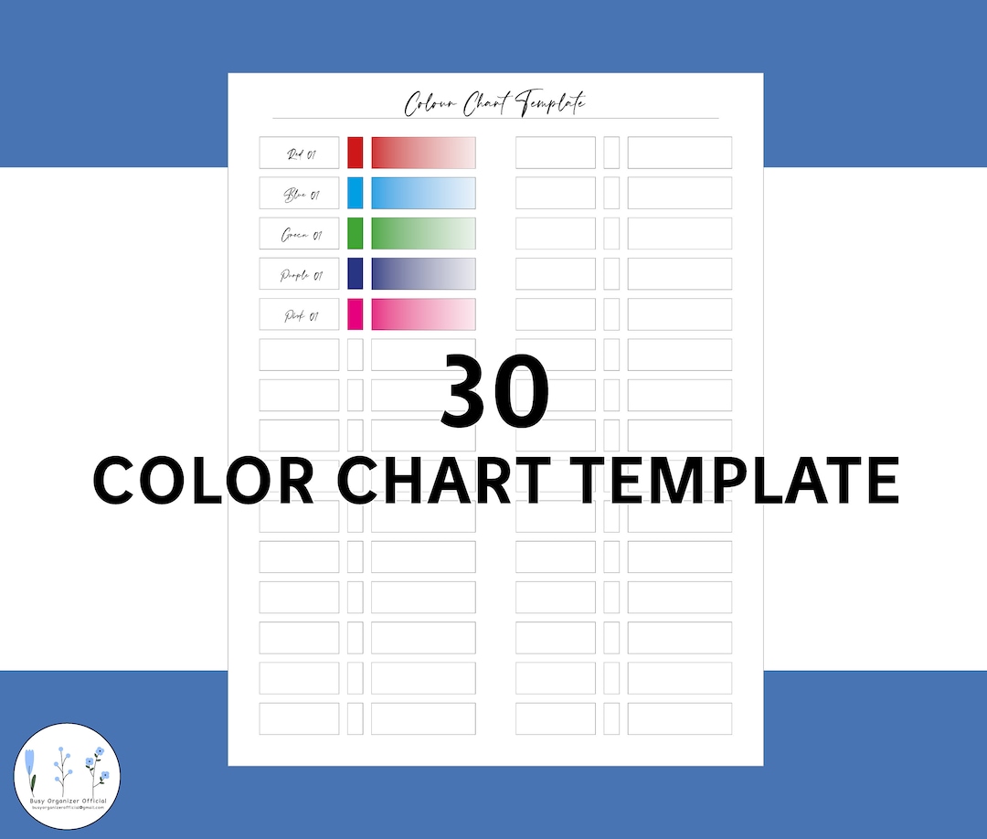 Colour Chart Template Printable Watercolor Palette Color Wheel Tracker ...