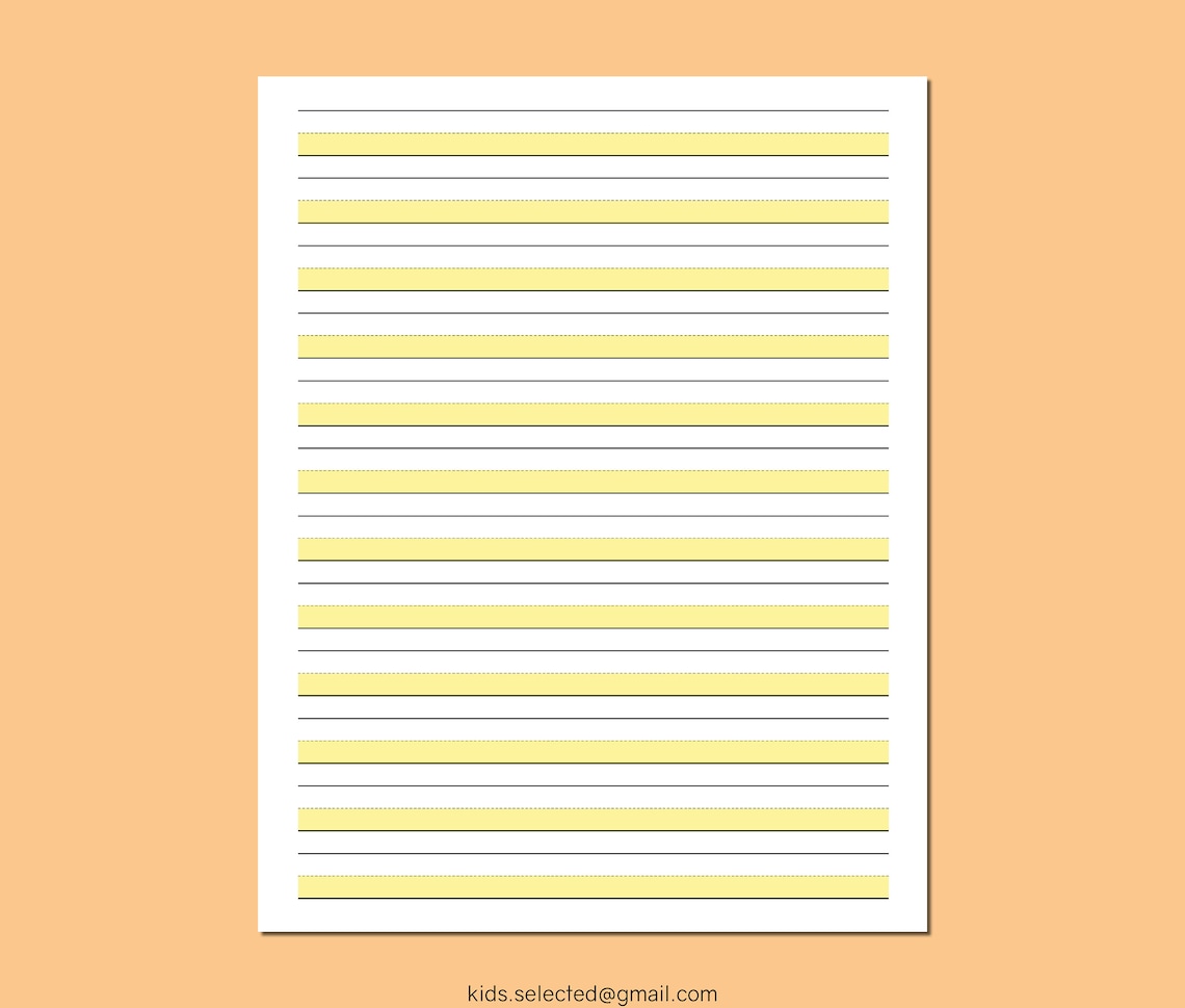 Handwriting Practice Sheet Highlighted Paper Yellow Lines Tracing ...