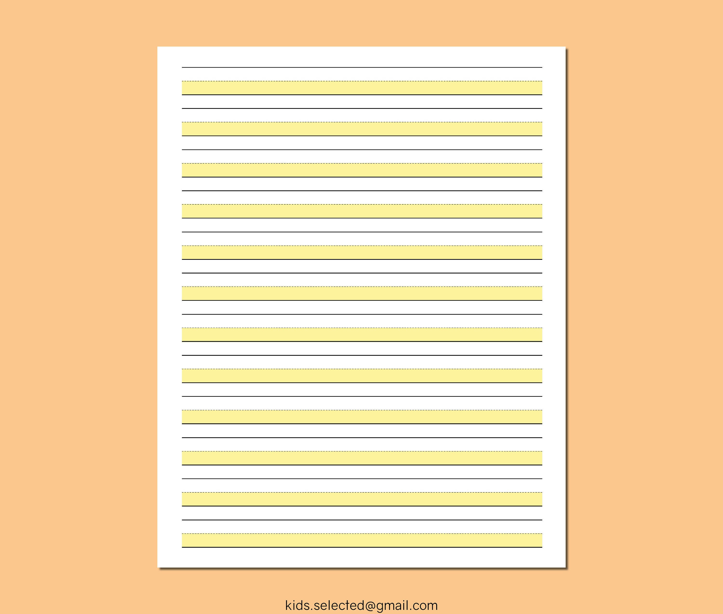 Handwriting Practice Sheet Highlighted Paper Yellow Lines Tracing ...