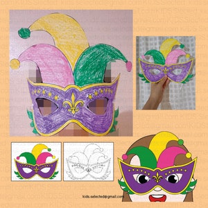 Mardi Gras Mask Craft Coloring Pages Activities for Kids Kindergarten ...