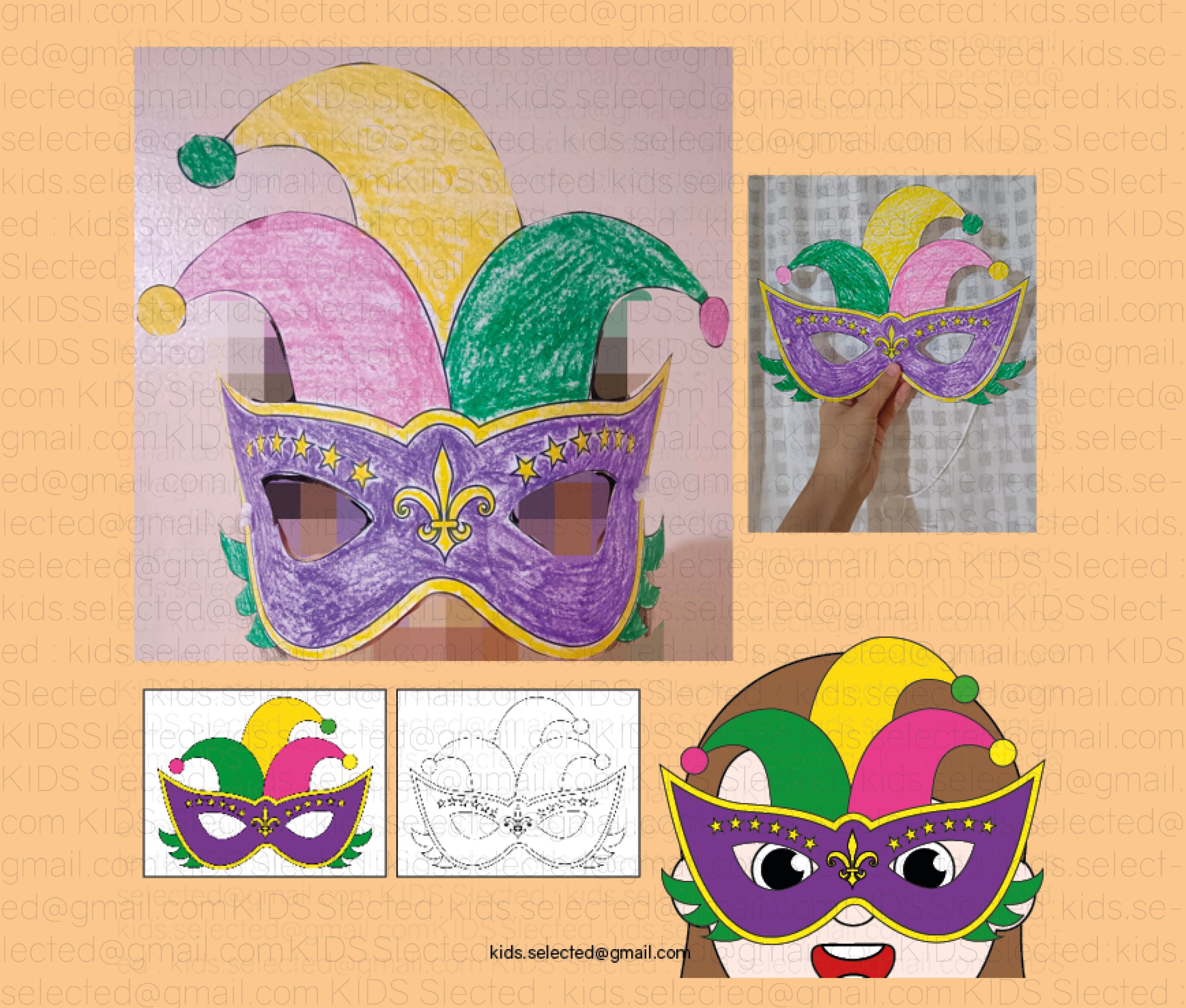 Mardi Gras Mask Craft Coloring Pages Activities for Kids Kindergarten ...