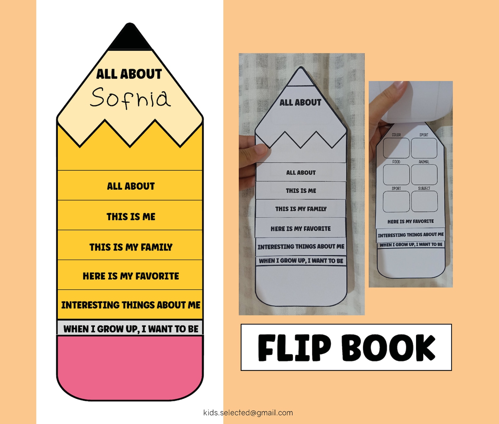 All About Me Printable Flip Book Template Poster First Day of School ...