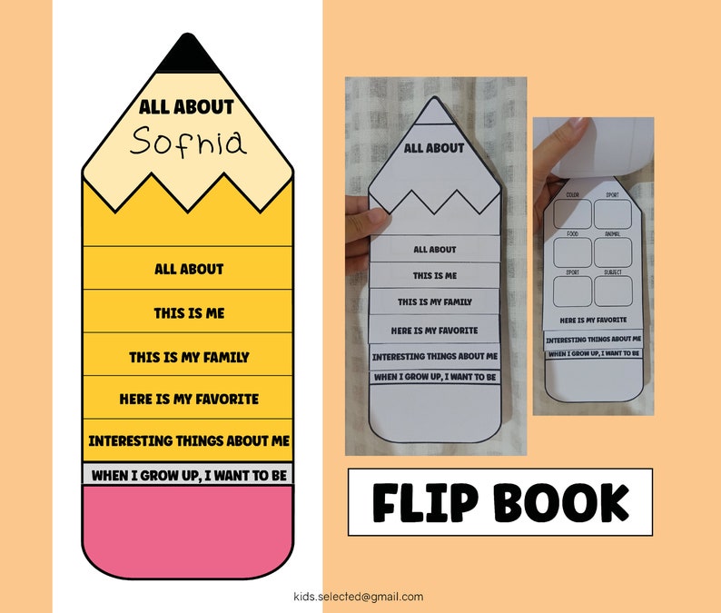 All About Me Printable Flip Book Template Poster First Day of School ...