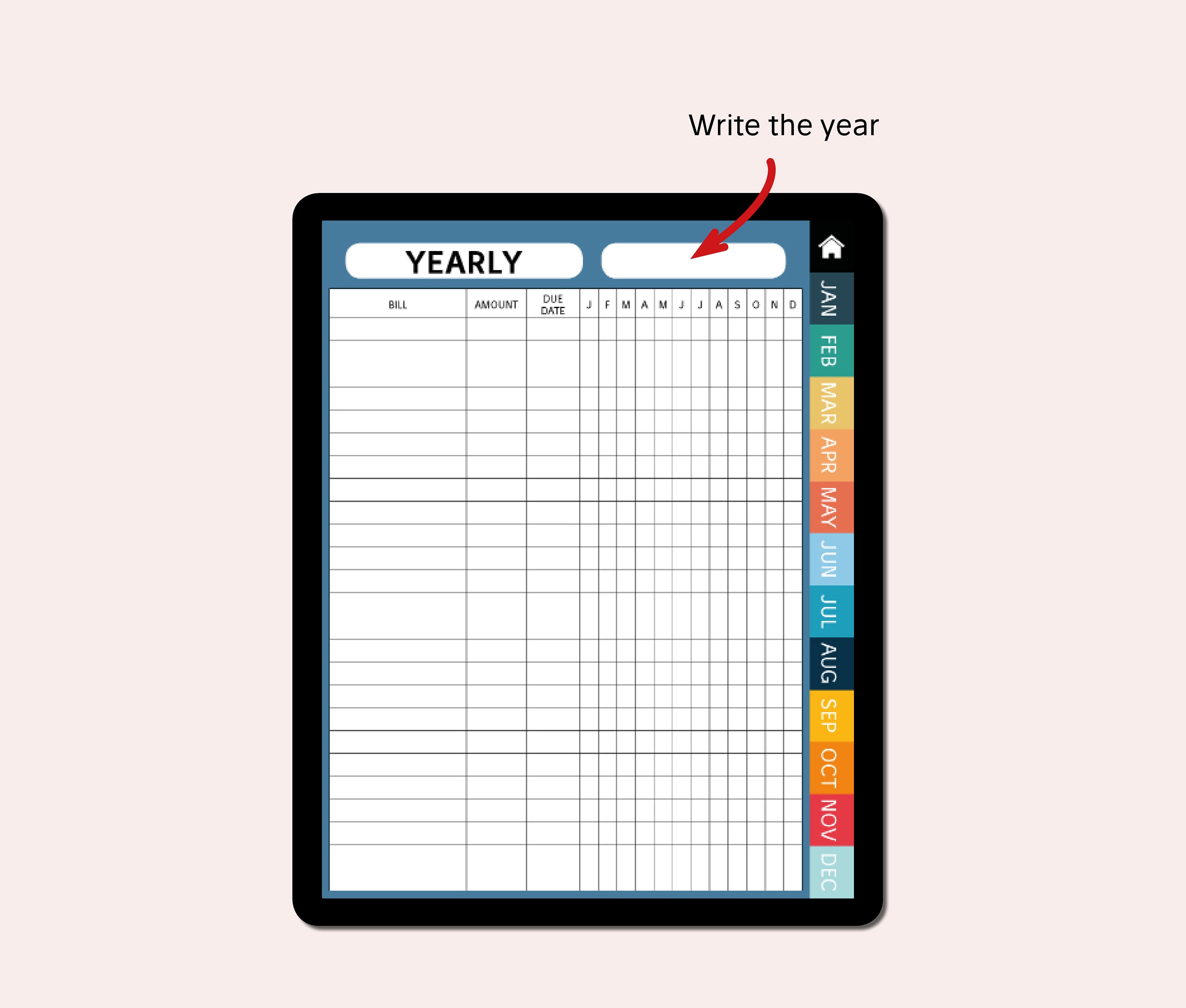 Digital Bill Payment Tracker Planner Undated Monthly Financial - Etsy