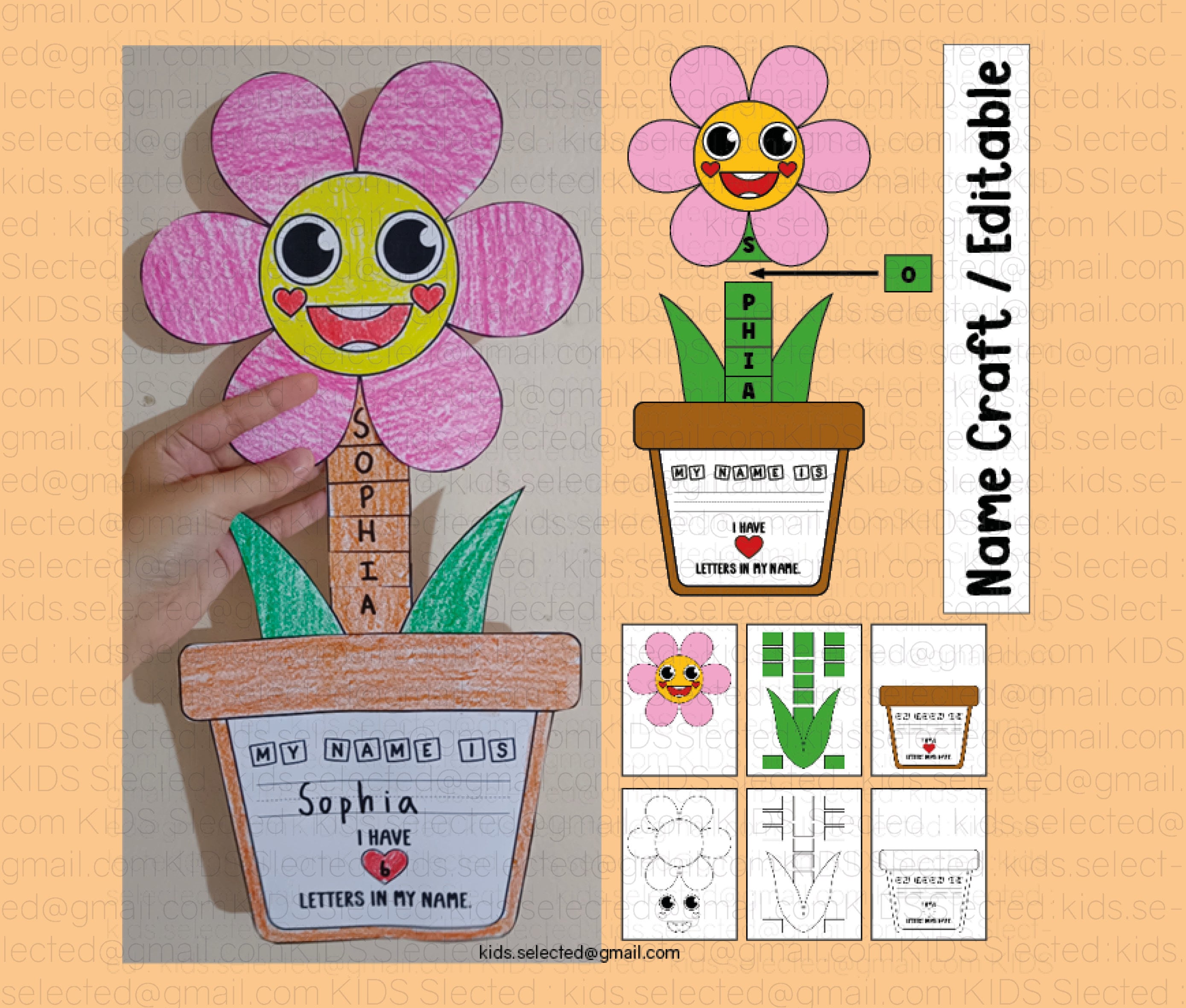 Spring Bulletin Board Flower Pot Name Craft Editable Template Math ...