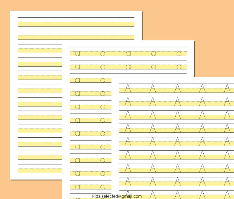 Handwriting Practice Sheet Highlighted Paper Yellow Lines Tracing ...