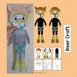 Scuba Diver Craft Diving Bulletin Board Summer Coloring Pages End of ...