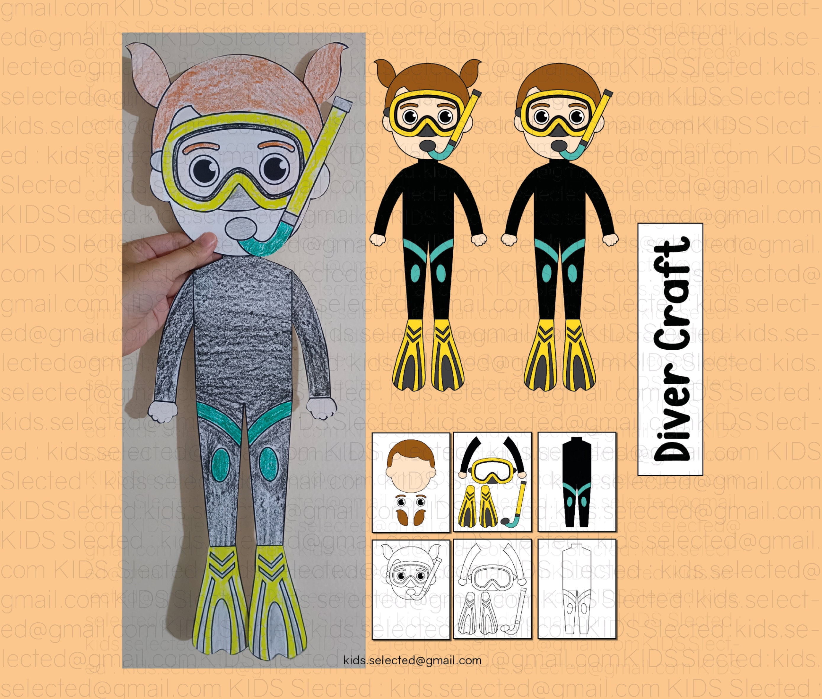 Scuba Diver Craft Diving Bulletin Board Summer Coloring Pages End of ...