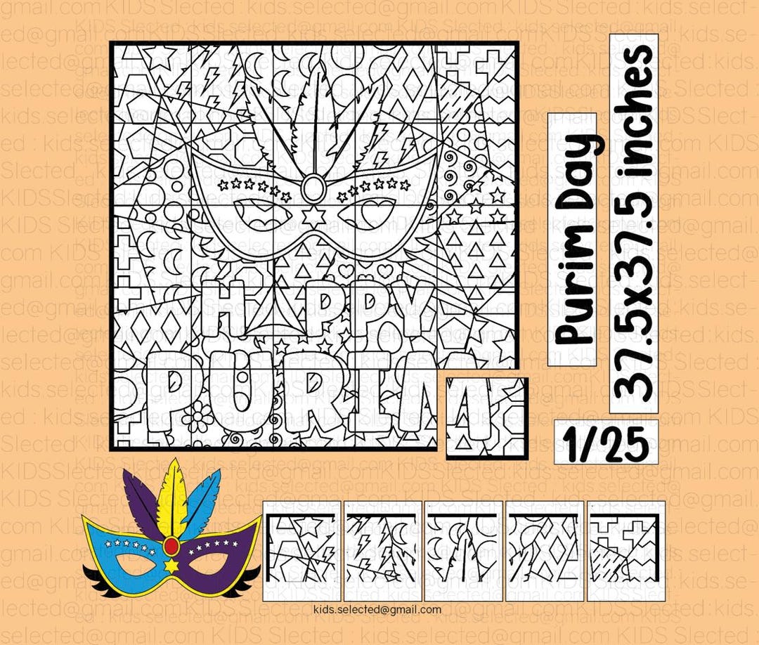 Purim Bulletin Board Collaborative Poster Pop Art Coloring Pages Mask ...