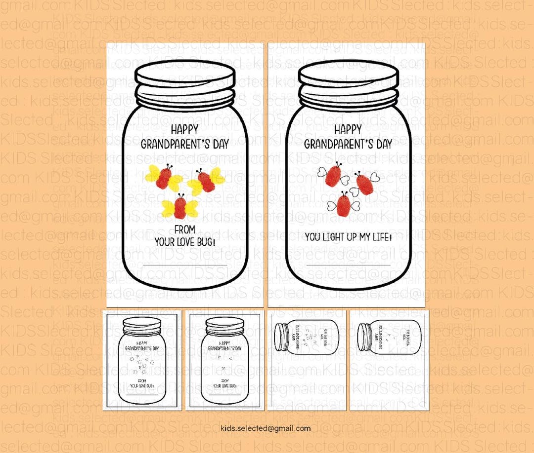 Grandparents Day Craft Fingerprint Cards Art Keepsake Poem Writing ...