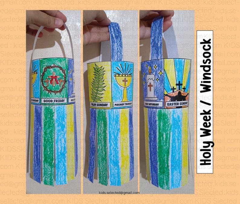 Holy Week Craft Windsock Template Easter Story Timeline Sunday School ...