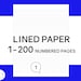 Lined Paper With Numbered Pages 1-200 Printable Pdf Digital Instant ...