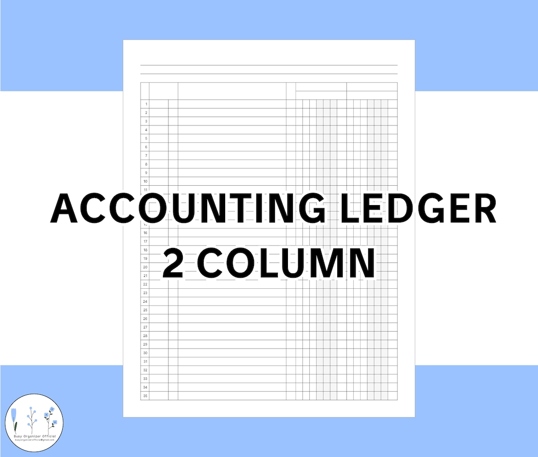 Accounting Ledger 2 Column Printable Account Book Pdf Digital Instant ...