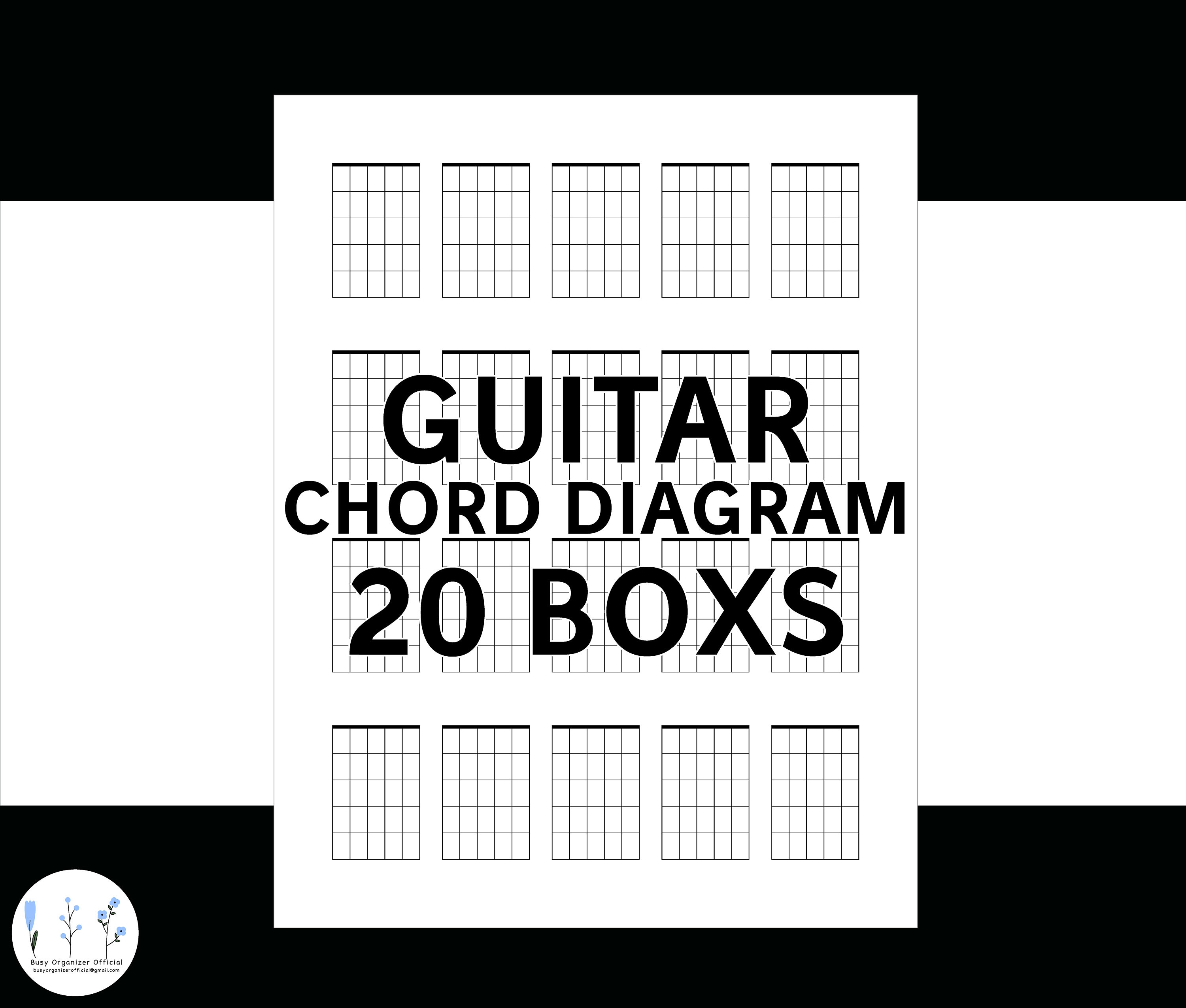 Guitar Chord Chart Blank Diagrams Printable Pdf Digital Instant ...