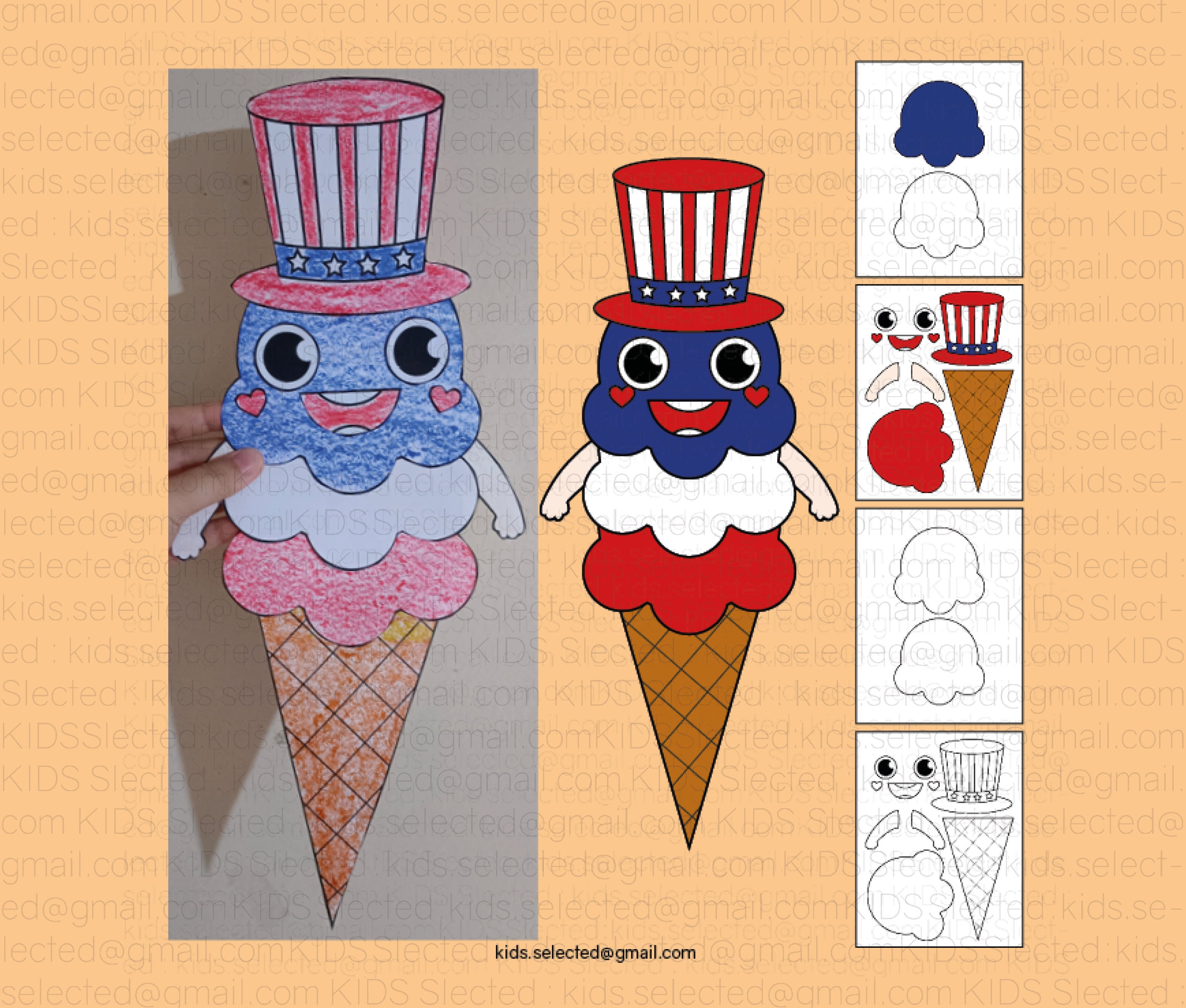 4th of July Bulletin Board Ice Cream Craft American Flag Coloring ...