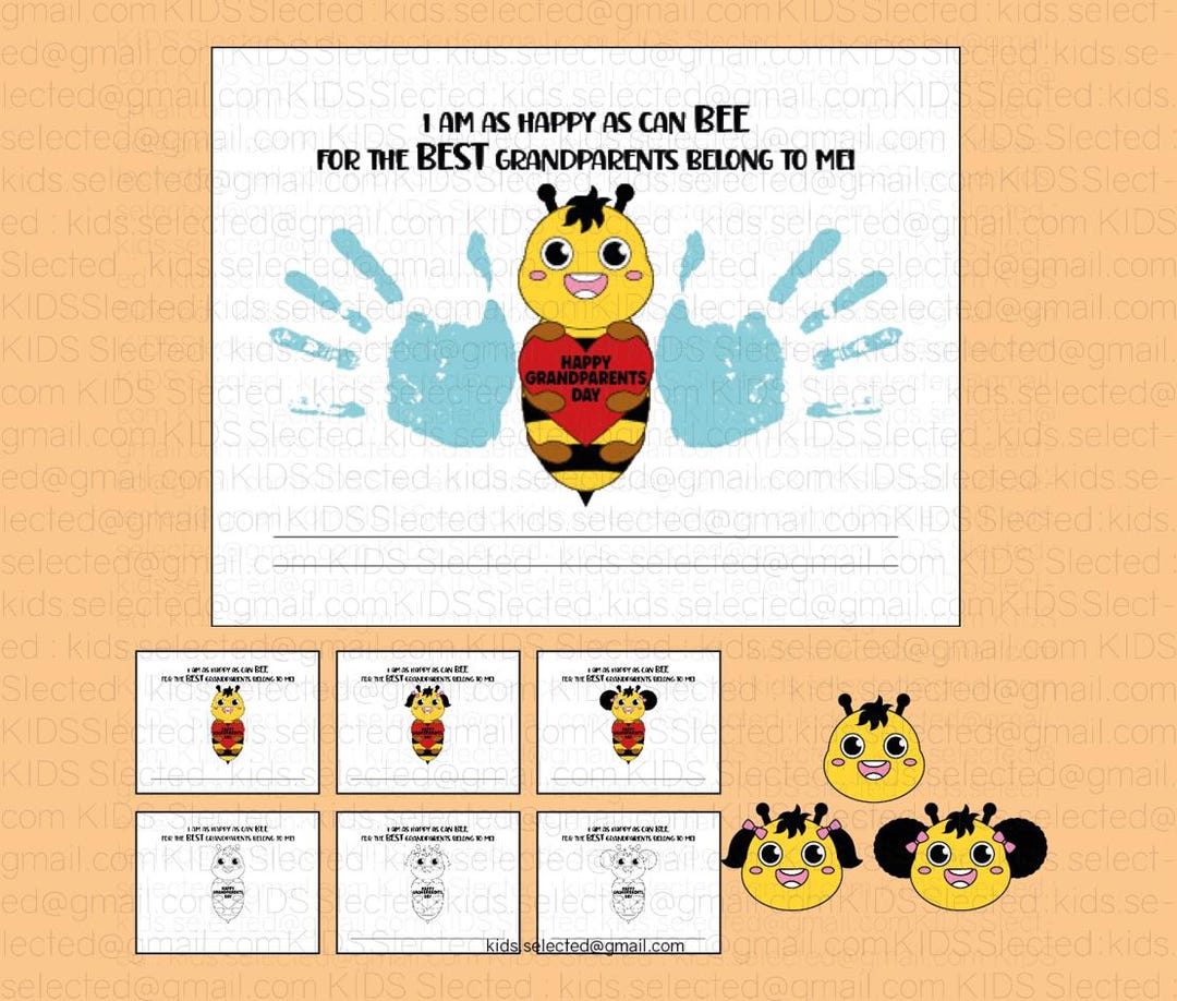 Grandparents Day Craft Handprint Bee Cards Art Keepsake Poem Writing ...