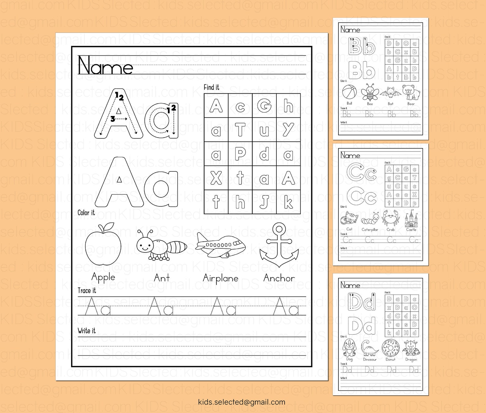Alphabet Tracing Worksheets Printable A-Z Uppercase Lowercase - Etsy