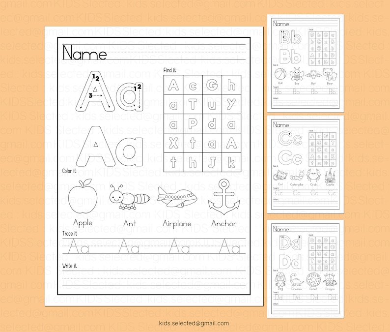 Alphabet Tracing Worksheets Printable A-Z Uppercase Lowercase - Etsy