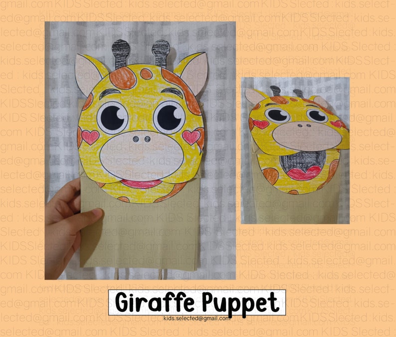 Giraffe Puppet Craft Zoo Coloring Pages Activities Cut and Paste Art ...