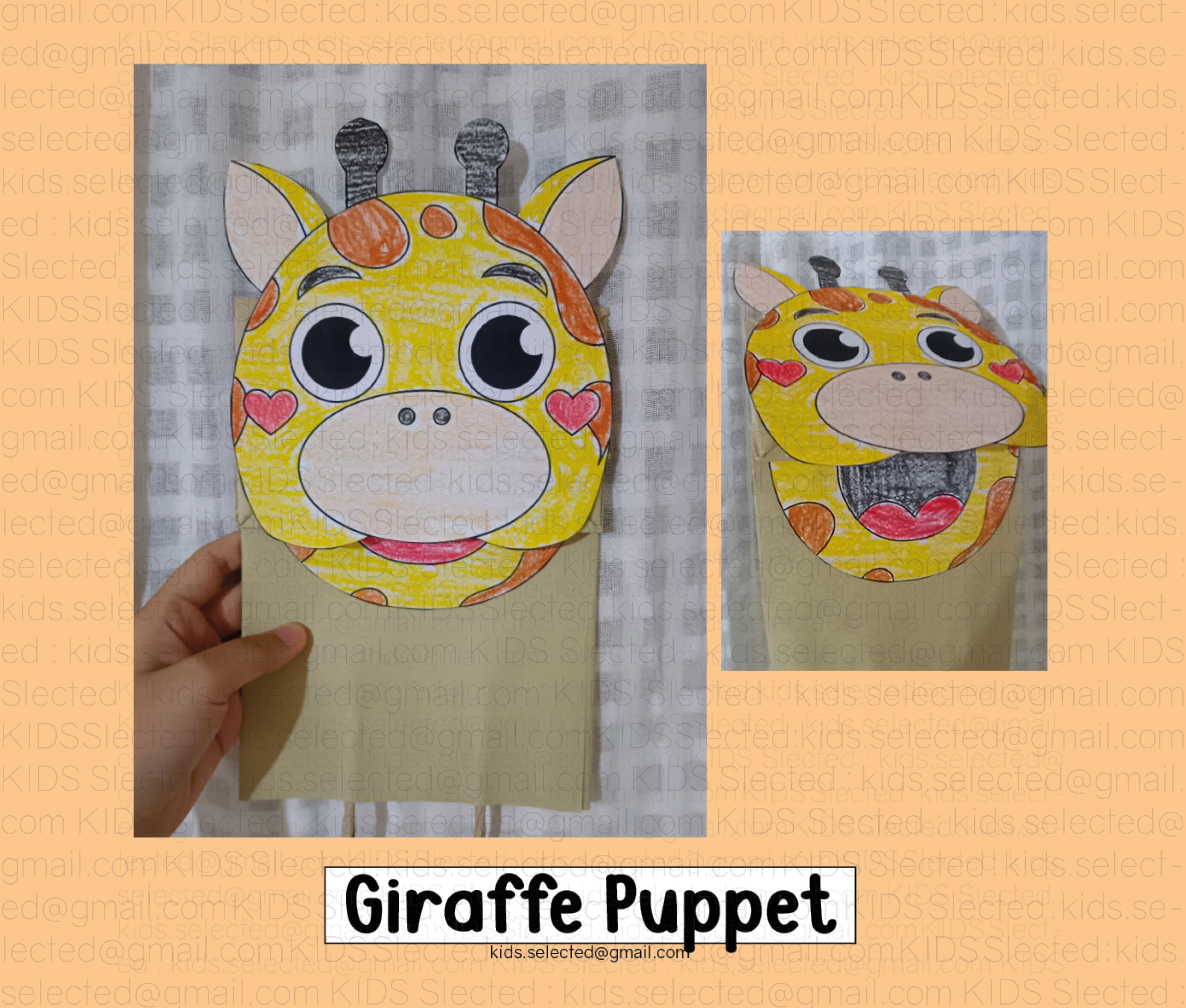 Giraffe Puppet Craft Zoo Coloring Pages Activities Cut and Paste Art ...