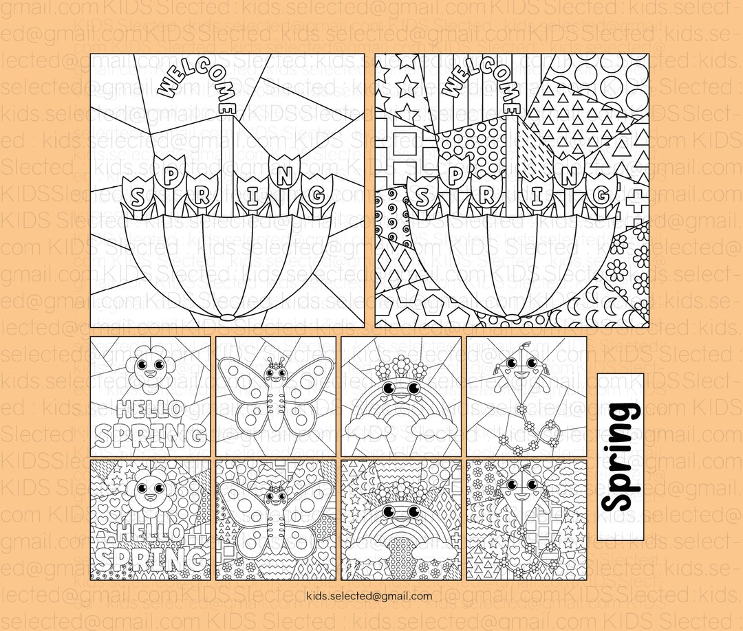 Spring Coloring Pages Pop Art Flower Rainbow Activities Bulletin Board ...