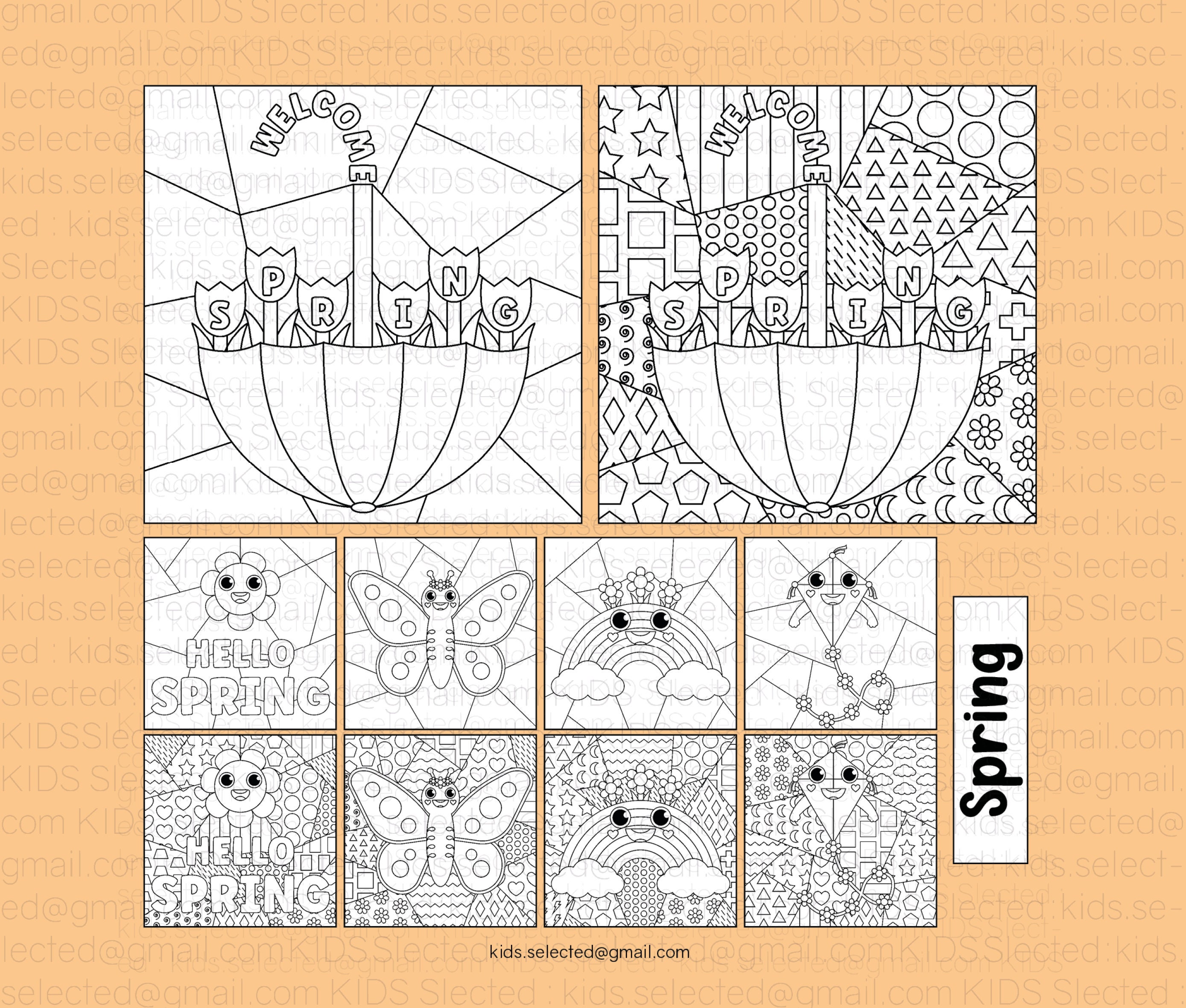 Spring Coloring Pages Pop Art Flower Rainbow Activities Bulletin Board ...