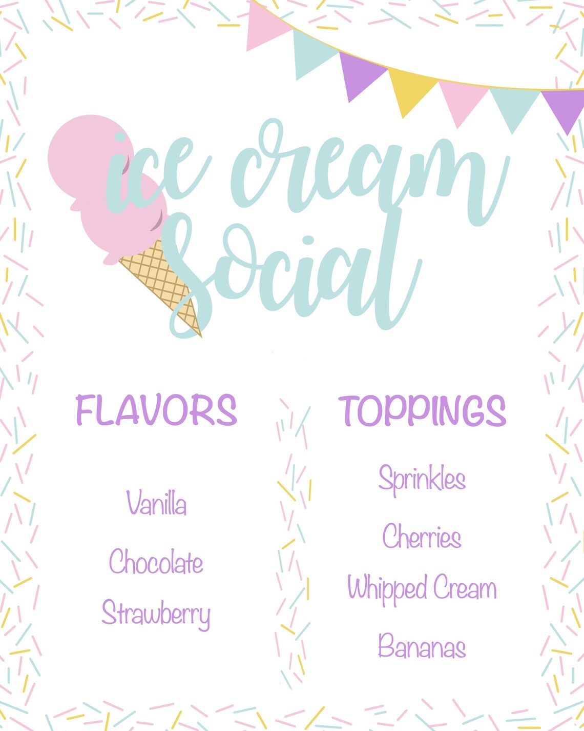 Ice Cream Social Printable - Etsy