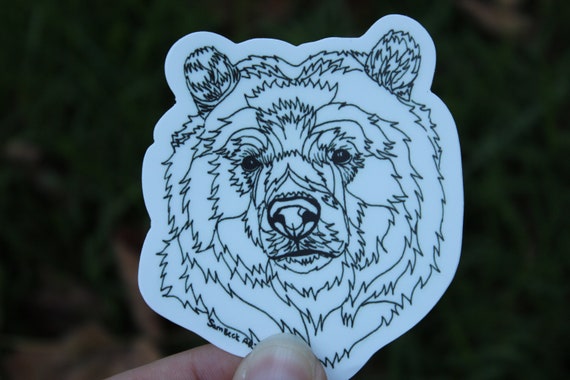 Line Brown Bear Sticker