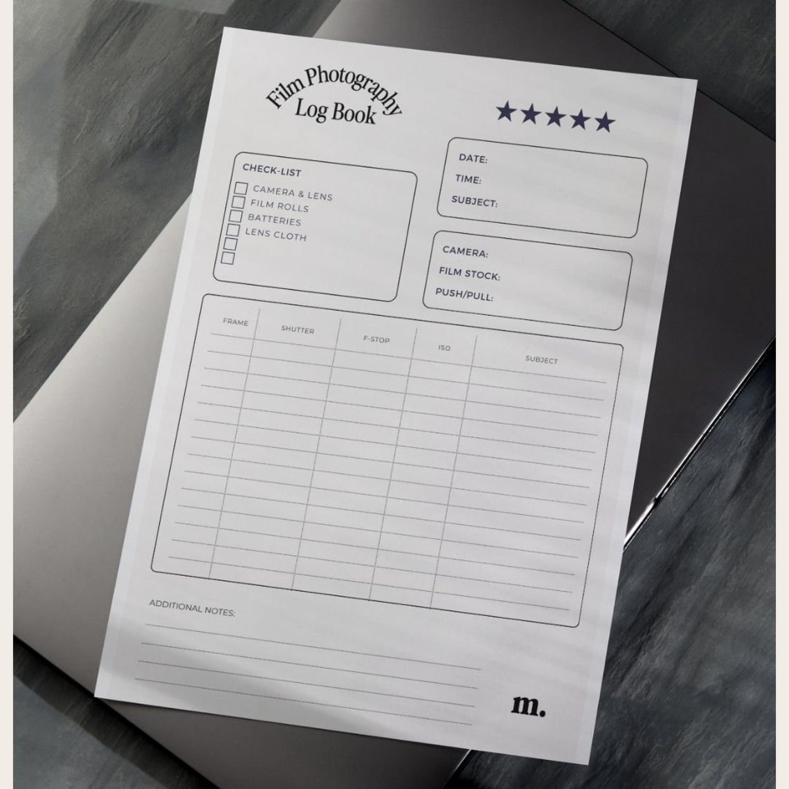 PRINTABLE Film Photography Log Book Analog Photographers Photo Tracker ...