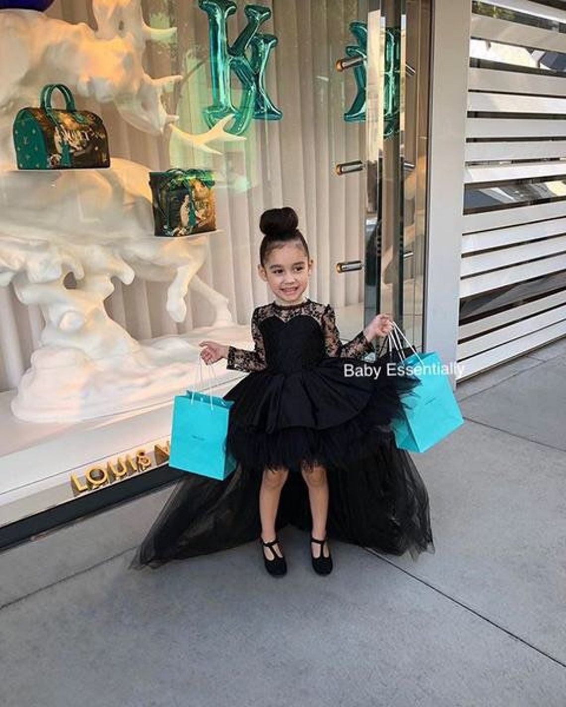 Toddler Black Flower Girl Pageant Birthday Party Breakfast at Tiffanys ...