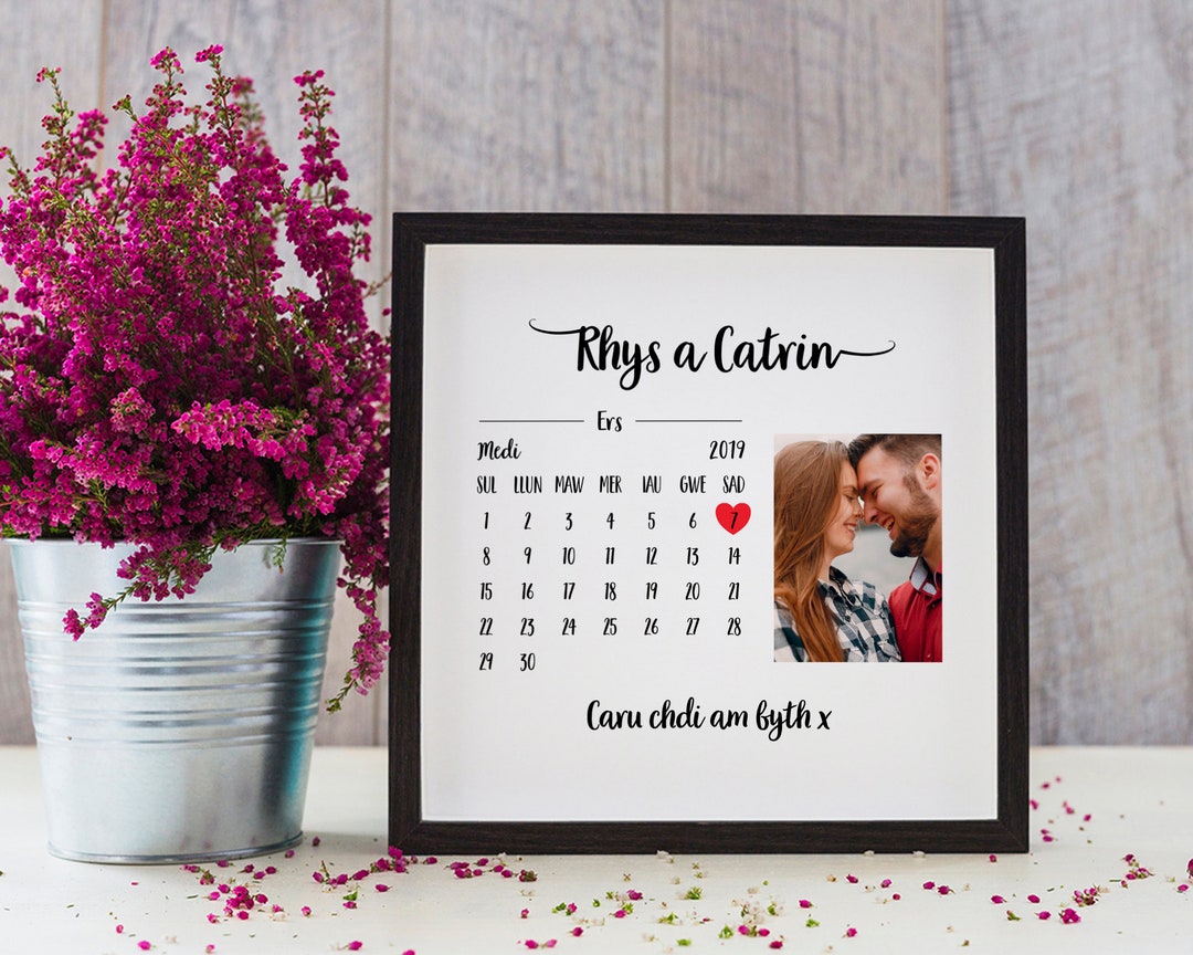Print Cariad Personol - Print Personol wedi Fframio - 8"x8" - Cymraeg ...