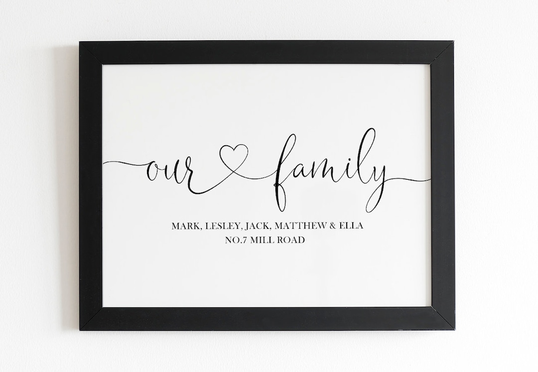 Our Family Print Personalised Print A4 Family - Etsy